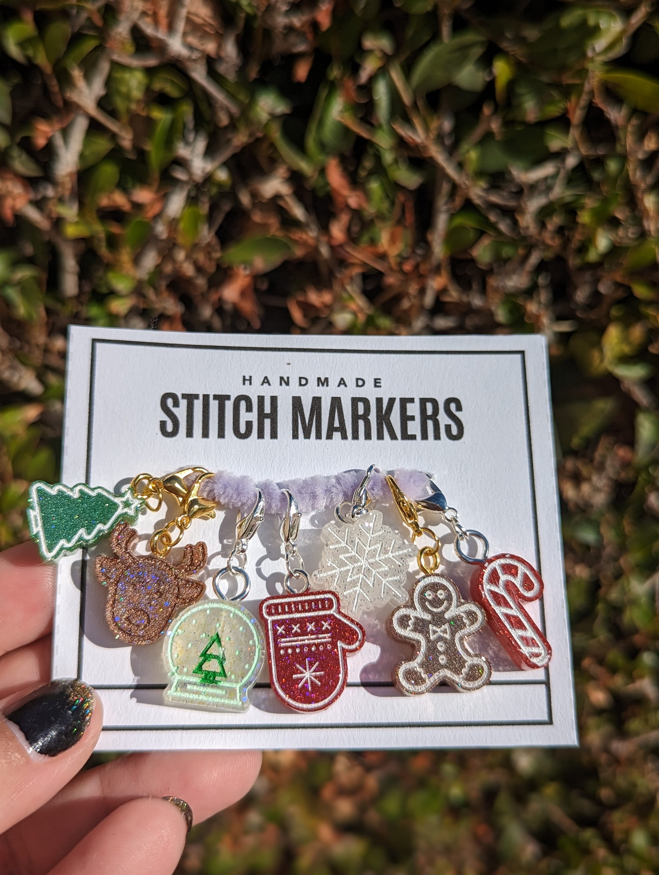 Holiday Stitch Markers - Christmas Progress Keeper, Winter Stitch ...