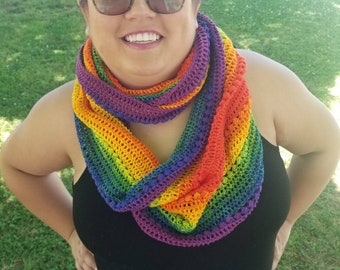Rainbow Brioche Infinity Knit Scarf - Etsy