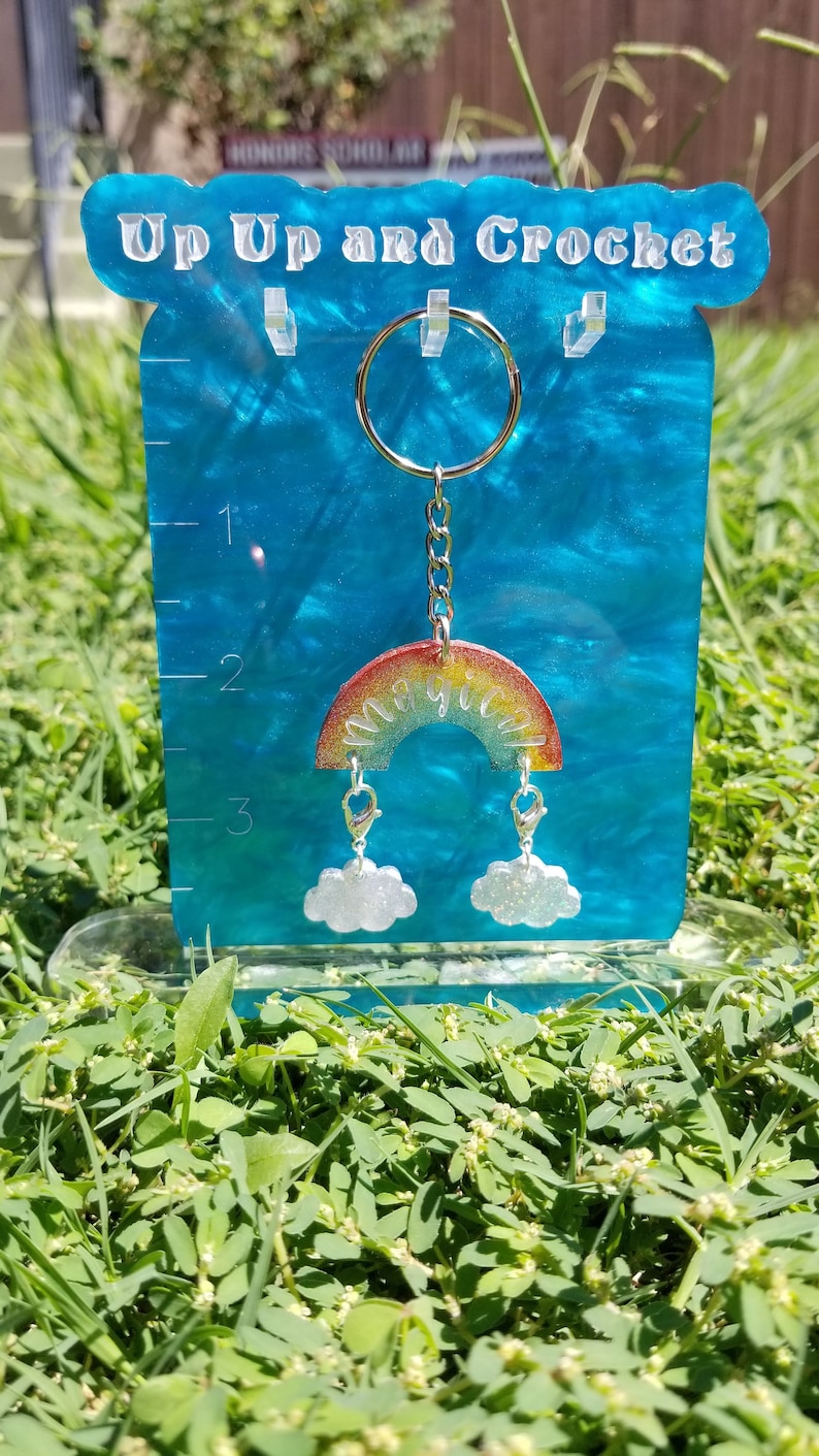 Holographic Rainbow Stitch Marker Keychain - Etsy