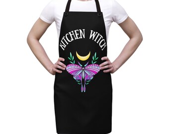 Aprons Home & Living Spooky Utility Apron Garden Witch Luna Moth Apron ...