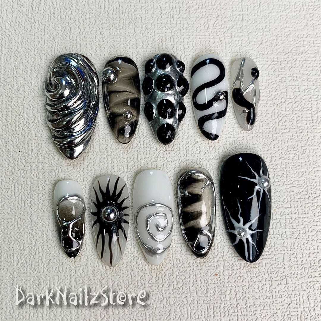 Custom Gothic Snake Press on Nails: Punk Rock Y2K Style - Etsy