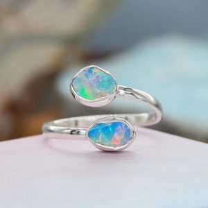 Raw Fire Opal Ring, Polished Rough Opal Ring, October Birthday Gift, Raw Stone Jewelry, Ring for ...