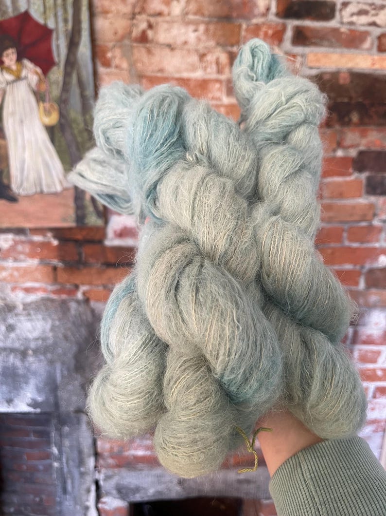 Baby Suri Alpaca and Mulberry Silk “icicle” NATURALLY DYED 50g Skein ...