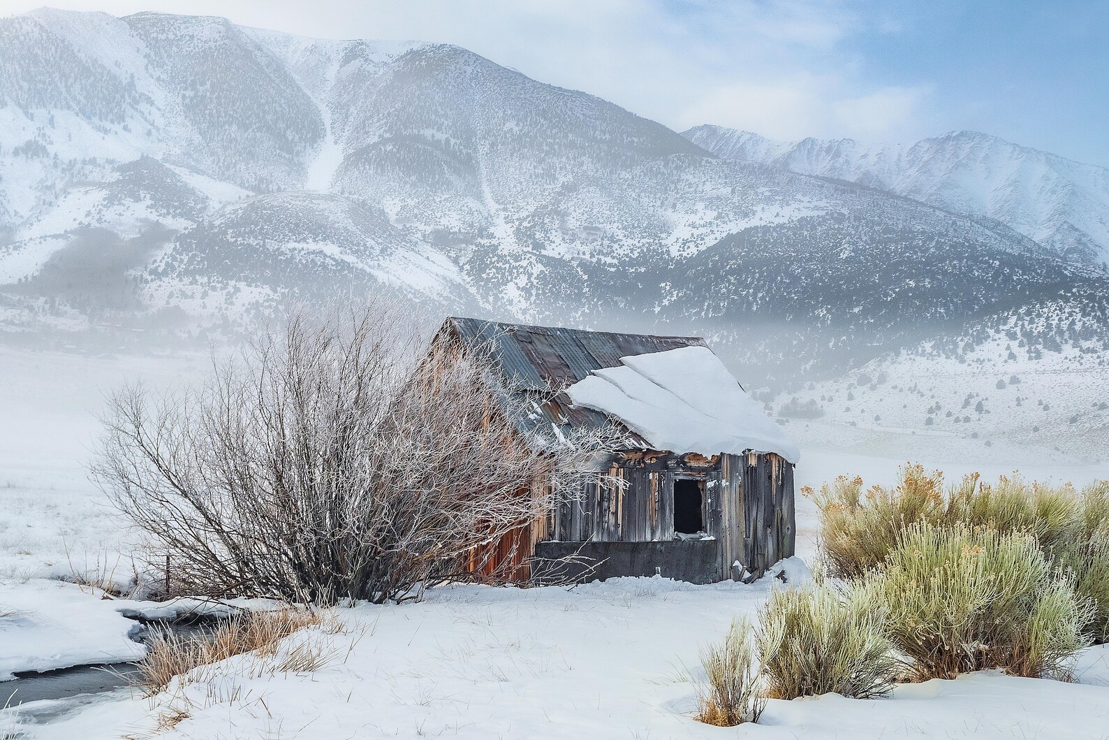 Winter's Refuge Old Shack in the Snow in the Owen's | Etsy