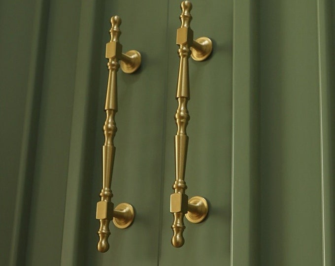 Solid Brass Cabinet Pulls, Brass Kitchen Hardware, Gold Pulls and Knobs, Round Brass Knobs, Gold ...