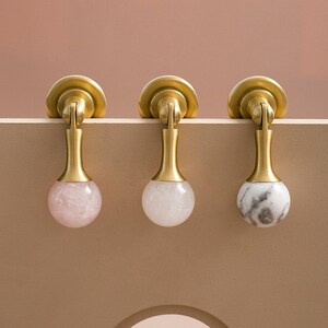 Brass Pull Knob, Stone Pull Knob, Stone Pull Handle, Drop Knob, Solid ...