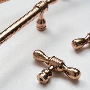 Rose Gold Cabinet Hardware, Solid Brass Cabinet Pulls, Copper Drawer ...