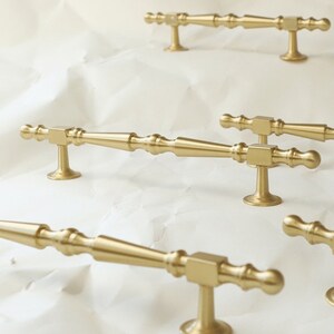 Solid Brass Cabinet Pulls, Brass Kitchen Hardware, Gold Pulls and Knobs, Round Brass Knobs, Gold ...