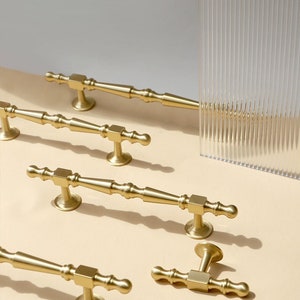 Solid Brass Cabinet Pulls, Brass Kitchen Hardware, Gold Pulls and Knobs, Round Brass Knobs, Gold ...