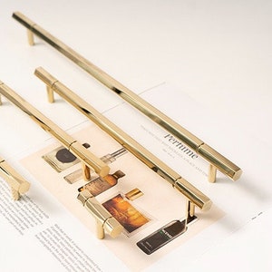 Hexagonal Pull, Solid Brass Cabinet Handles, Brass T-bar, Cabinet ...