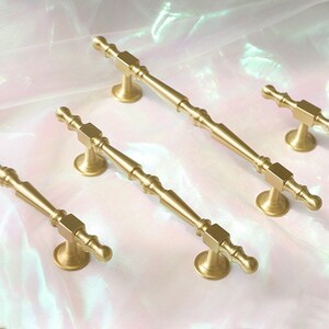 Solid Brass Cabinet Pulls, Brass Kitchen Hardware, Gold Pulls and Knobs, Round Brass Knobs, Gold ...