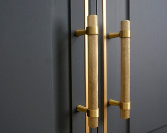 Brass Cabinet Pulls Handles Knurled Cabinet Knob Notched Drawer Pull ...
