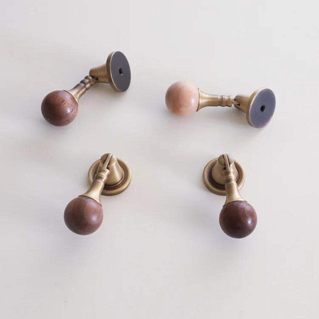 Mid Century Modern Cabinet Knob, Wooden Drop Knob, Antique Brass Door ...