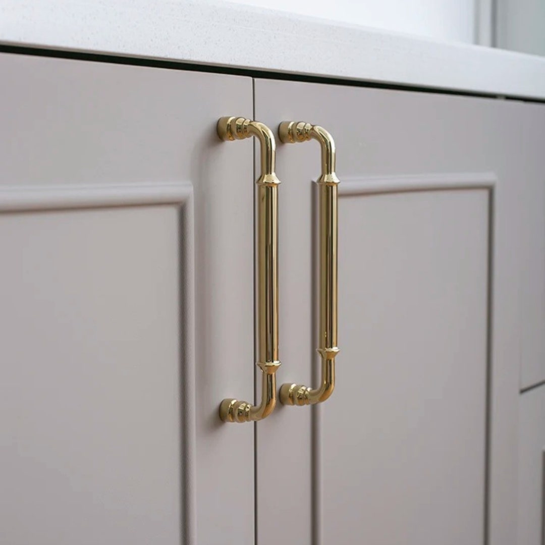 Polished Brass Cabinet Pulls, Solid Brass Cabinet Hardware, Brass Knob ...