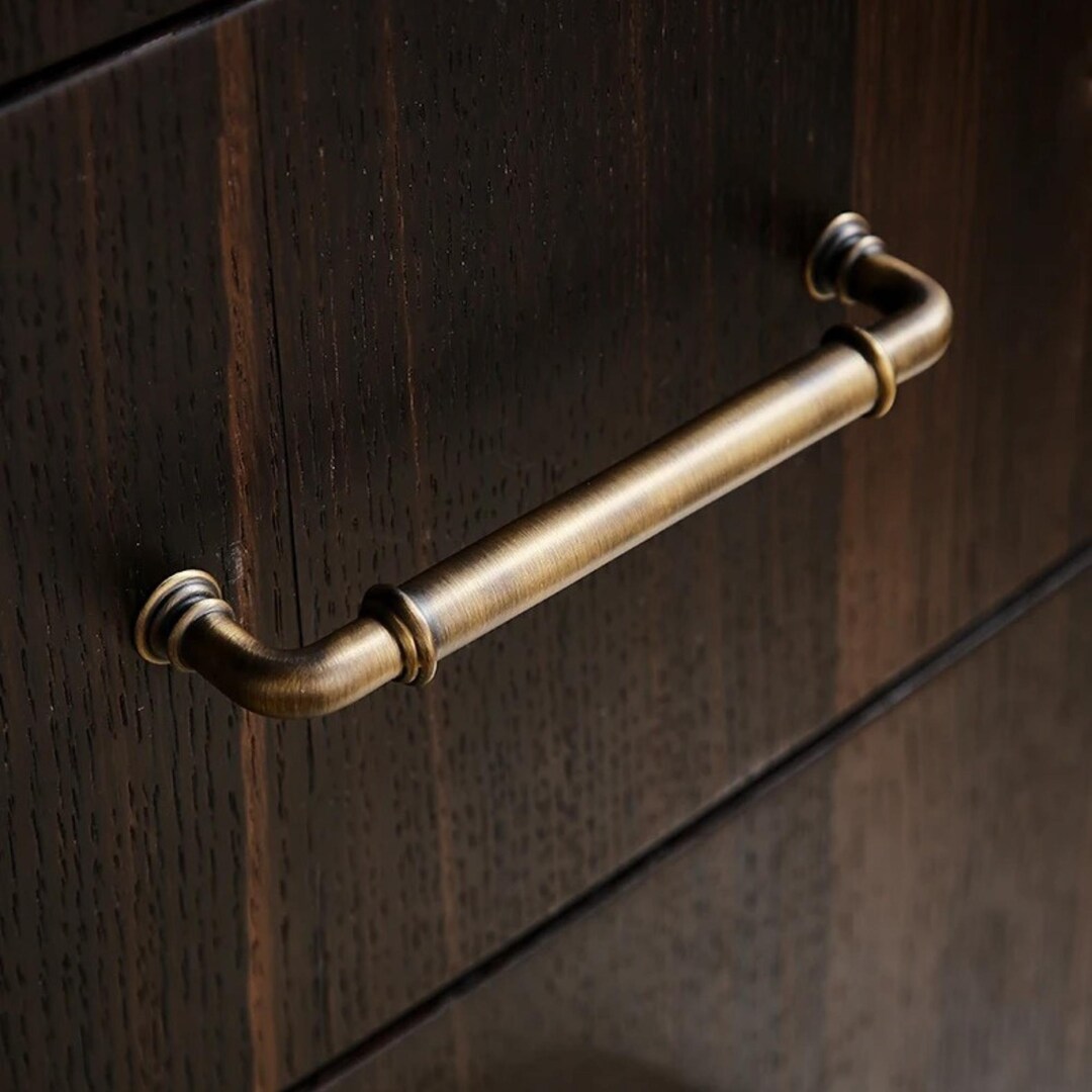 Antique Brass Drawer Handles, Solid Brass Cabinet Hardware, Cabinet ...