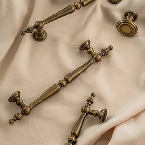 Solid Brass Knobs, Antique Brass Cabinet Hardware, Bronze Gold Drawer Handles, Traditional Brass ...