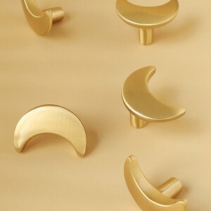 Moon Knobs, Moon Shaped Knobs, Brass Hardware for Cabinets, Brass Hardware Knobs, Knobs for Kids ...
