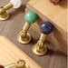 Brass and Stone Drop Knobs, Brass Knobs, White Cabinet Pulls, Stone ...