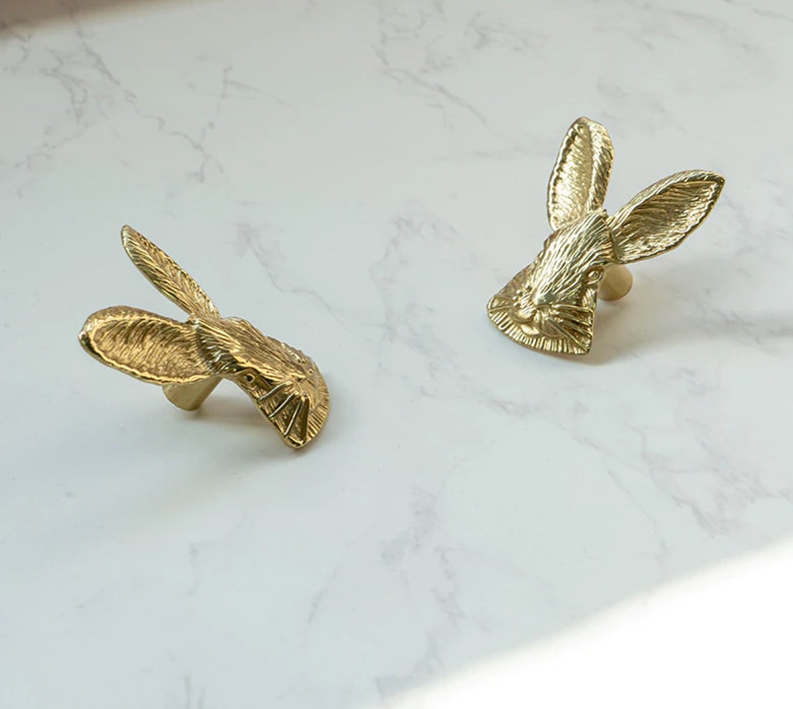 Brass Rabbit Knobs Brass Knobs Bunny Dresser Knobs Nursery - Etsy UK