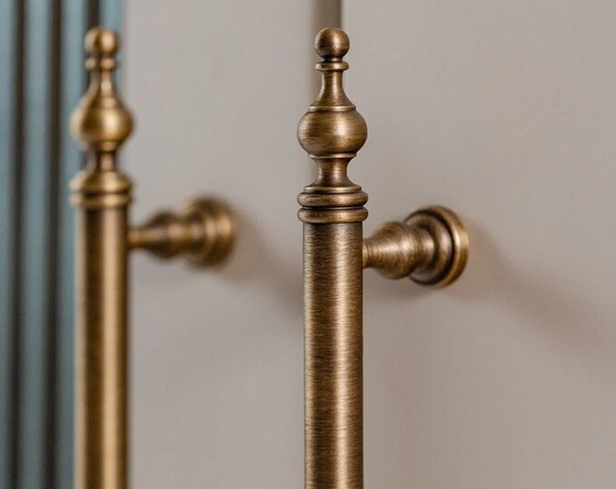 Elegant Antique Brass Cabinet Handles, Brushed Brass Cabinet Pulls, Solid Brass Cabinet Hardware ...