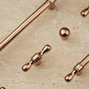 Rose Gold Cabinet Hardware, Solid Brass Cabinet Pulls, Copper Drawer ...