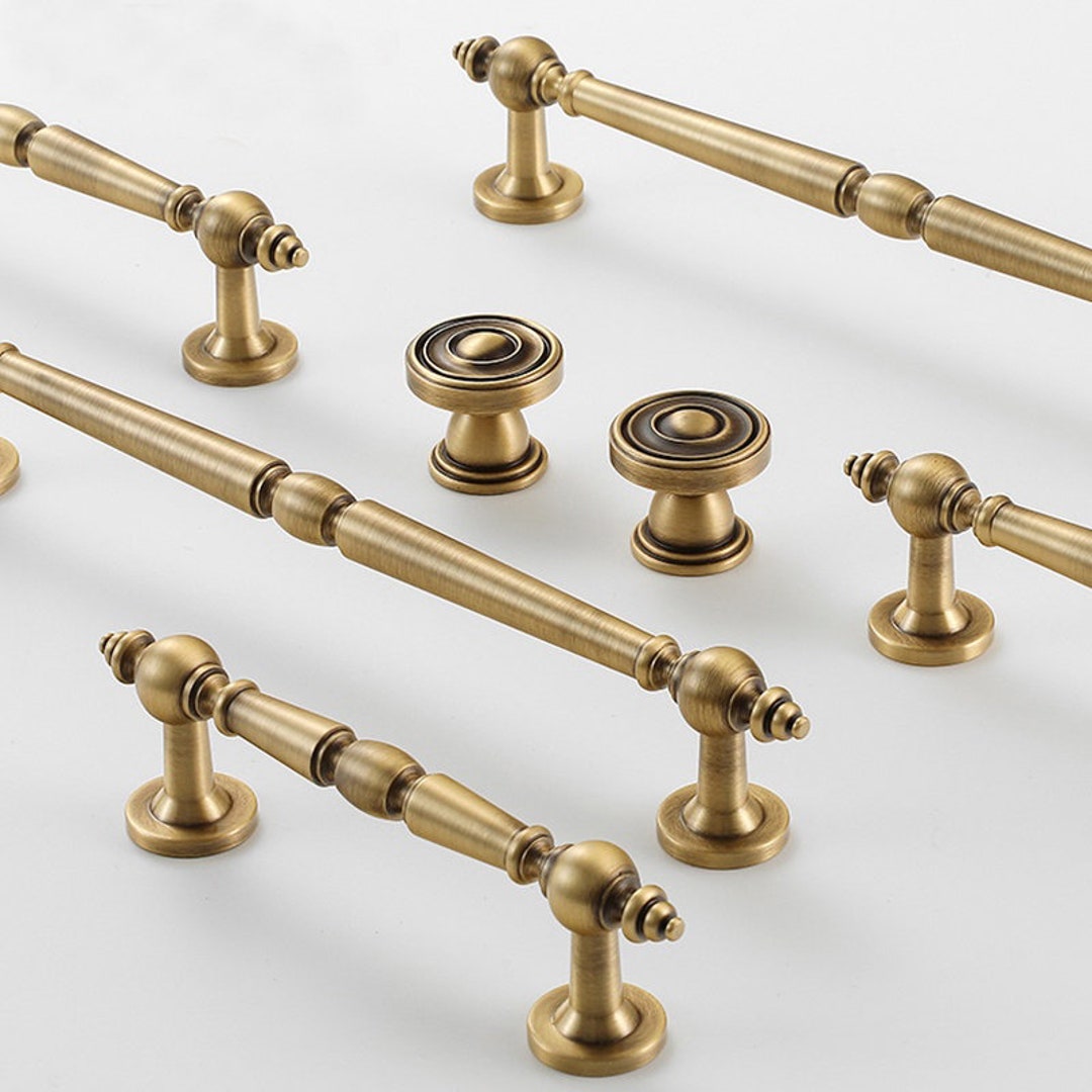 Solid Brass Knobs, Antique Brass Cabinet Pulls, Solid Brass Cabinet Hardware, Gold Drawer ...