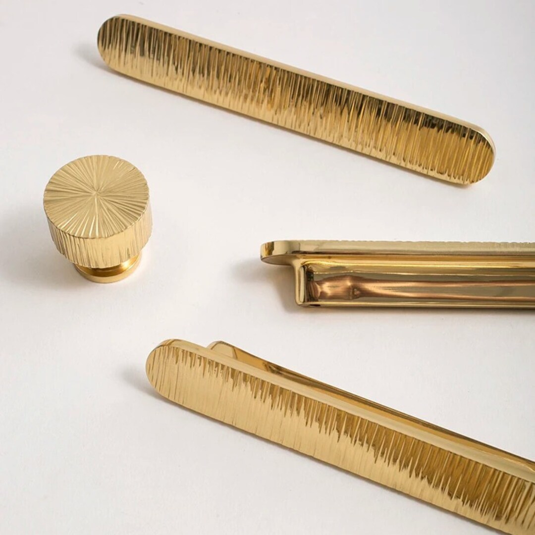 Polished Brass Cabinet Hardware, Gold Pull Handle, Decorative Cabinet ...