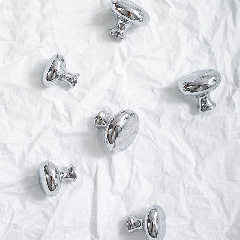 Polished Chrome Cabinet Knob Solid Brass Knob Silver Knobs - Etsy