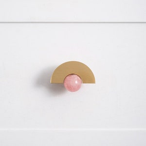 Brass and Crystal Knob, Solid Brass Knob, Pink Stone Knobs, Stone Knobs White, Cabinet Hardware ...