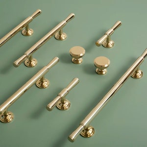 Polished Brass Cabinet Handles, Gold Cabinet Hardware, Brass Knobs ...