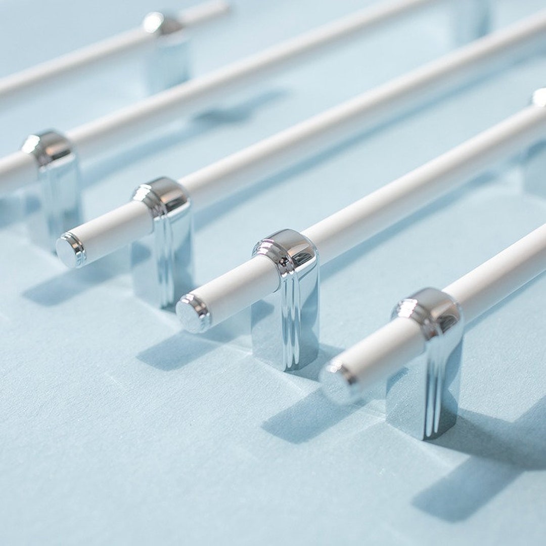 White Pull Handle, Chrome Pulls, Coastal Decor, Solid Brass Pull, White ...