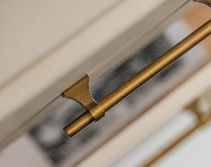 Antique Brass Drawer Handles, Solid Brass Cabinet Hardware, Brushed Brass Cabinet Pulls, Cabinet ...