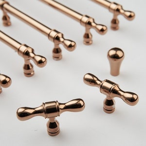 Rose Gold Cabinet Hardware, Solid Brass Cabinet Pulls, Copper Drawer Handles, Cabinet Door ...
