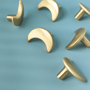 Moon Knobs, Moon Shaped Knobs, Brass Hardware for Cabinets, Brass Hardware Knobs, Knobs for Kids ...