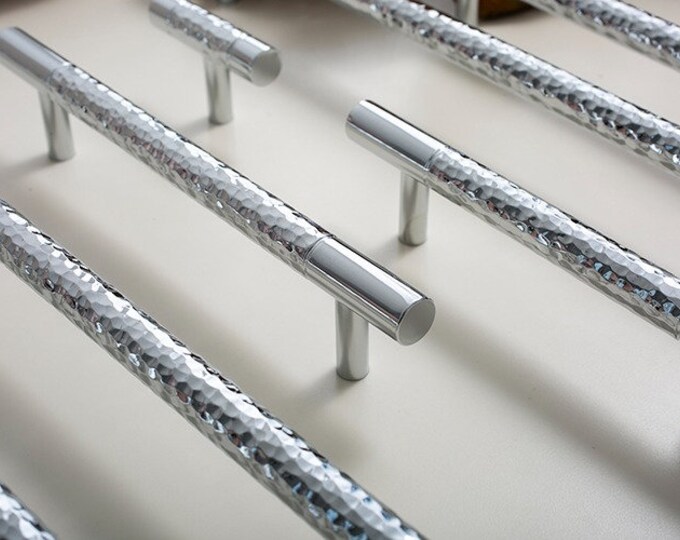 Polished Chrome Pulls, Polished Chrome Handles, Chrome Kitchen Handles, Hammered Brass Handle ...