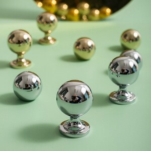 Polished Brass Knobs, Polished Chrome Knobs, Brass Kitchen Hardware, Chrome Cabinet Knobs, Solid ...