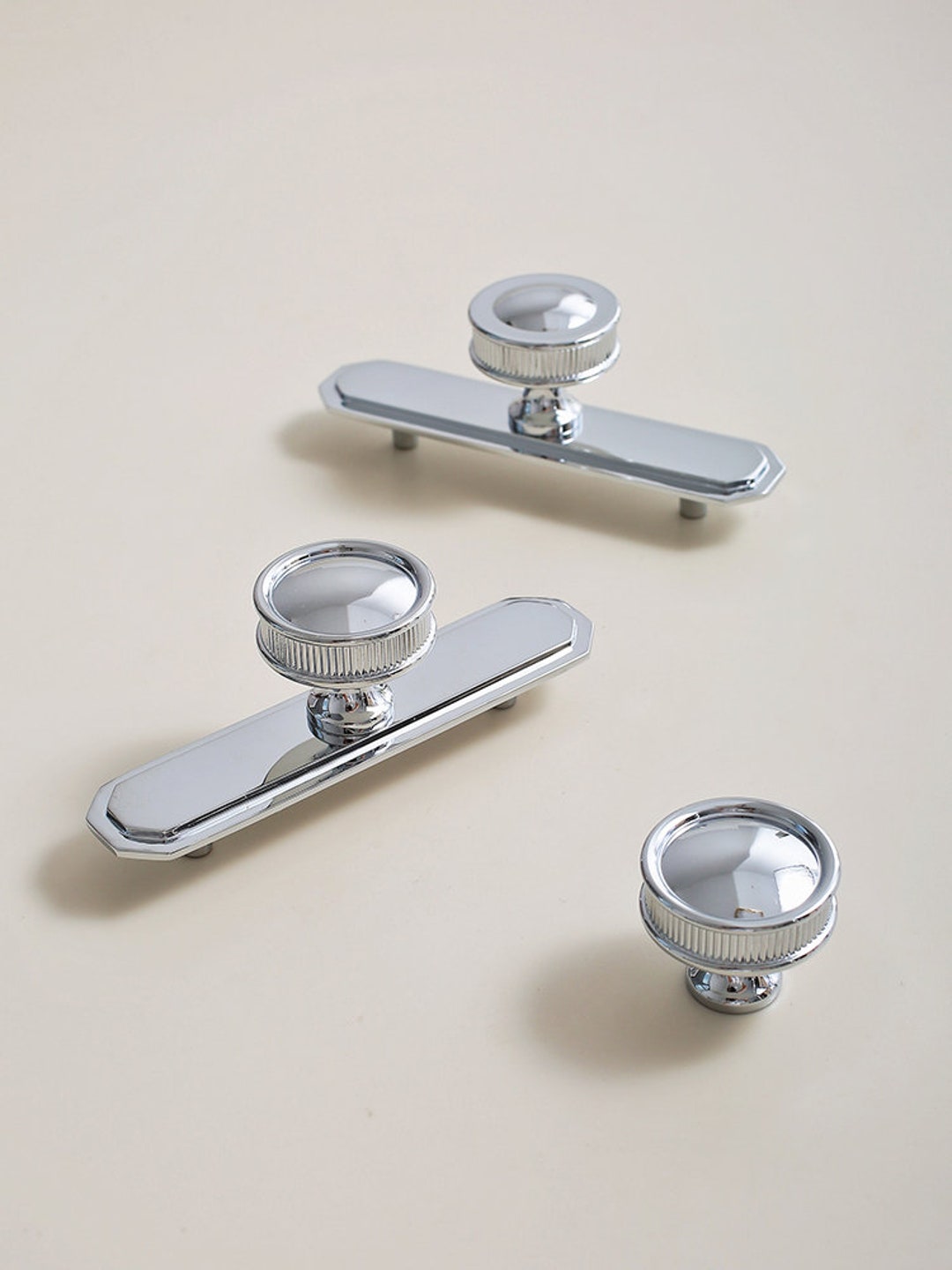 Polished Chrome Drawer Knob, Chrome Door Handle With Line Detail ...