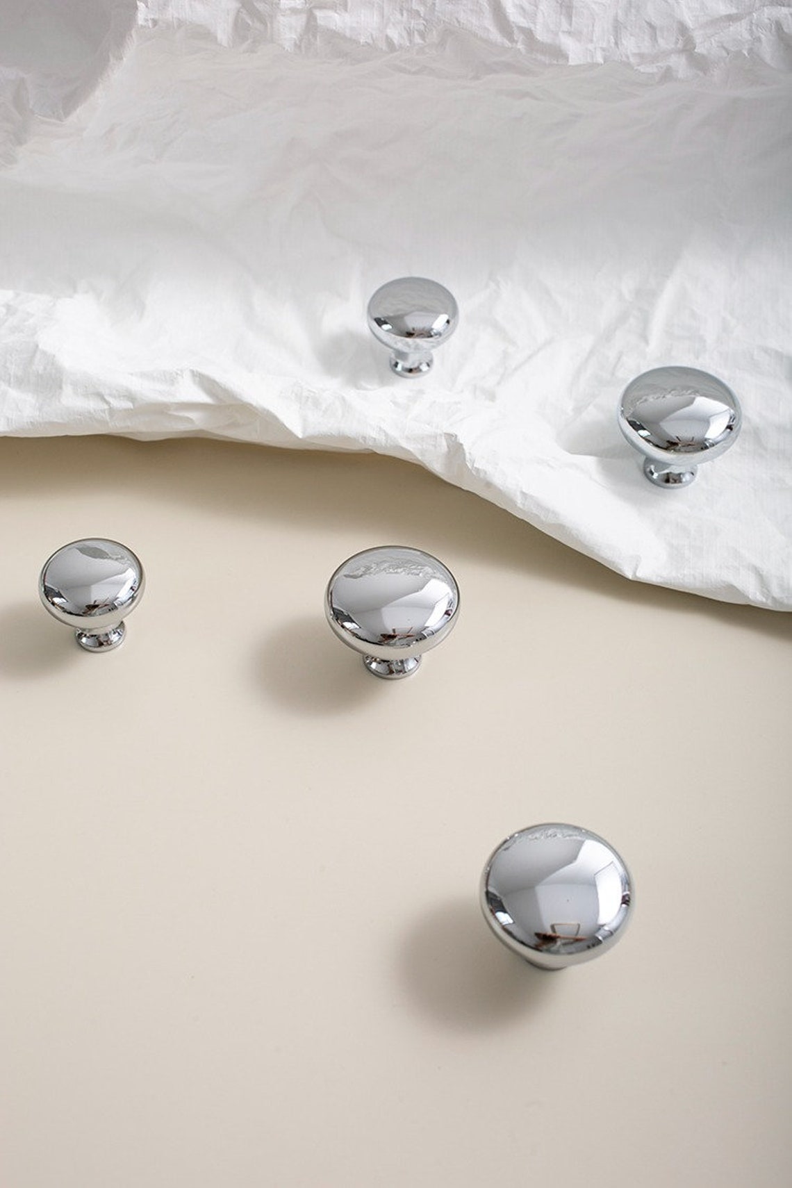 Polished Chrome Cabinet Knob Solid Brass Knob Silver Knobs - Etsy