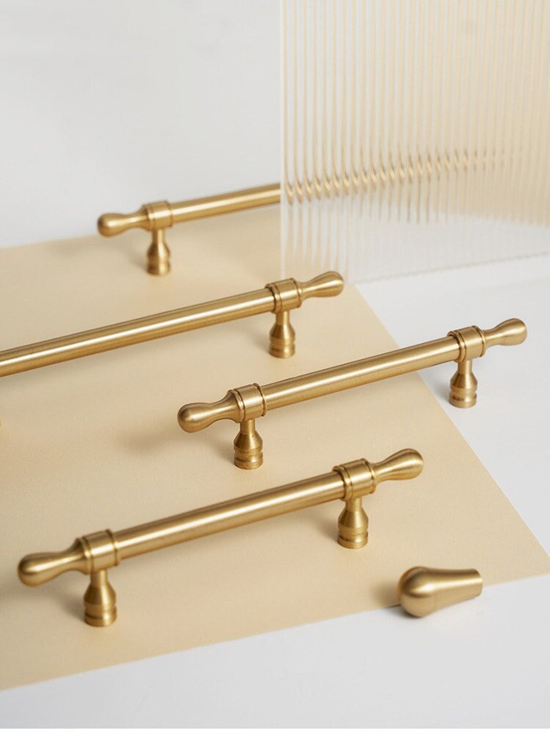 Satin Brass Handles, Solid Brass Pulls, Brass T Bar Handle ...