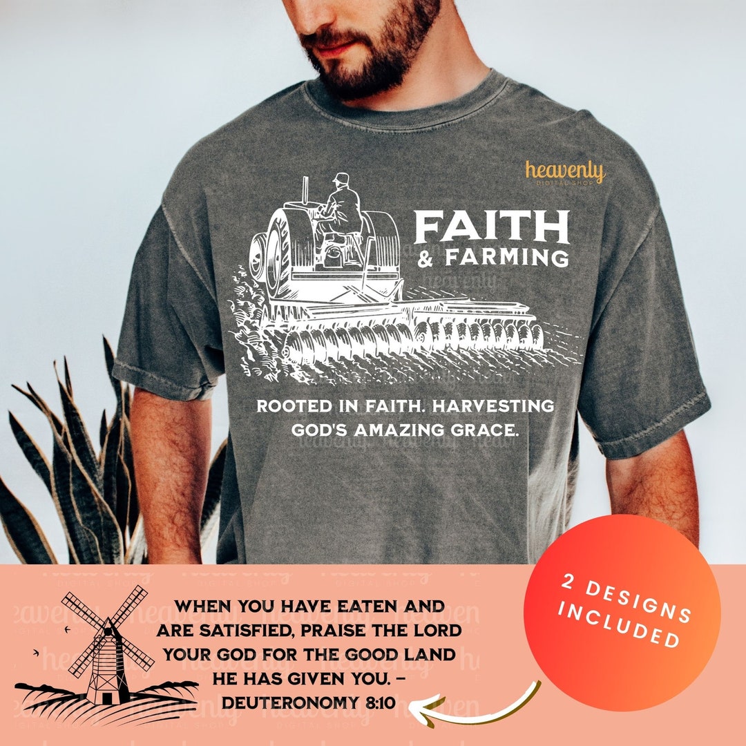 Farmer PNG Christian PNG Sublimation Design Vintage Faith & Farming ...