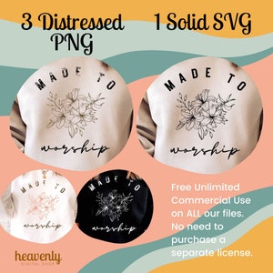 Distressed Christian PNG Made to Worship SVG Christian PNG Sublimation ...