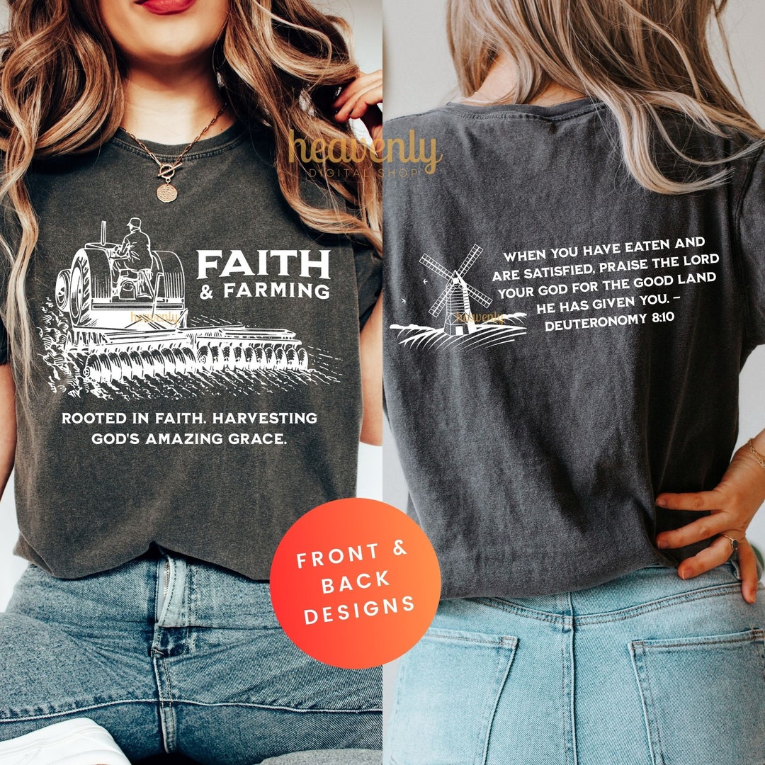 Farmer PNG Christian PNG Sublimation Design Vintage Faith & Farming, Prayer and Pasture Ag Shirt ...