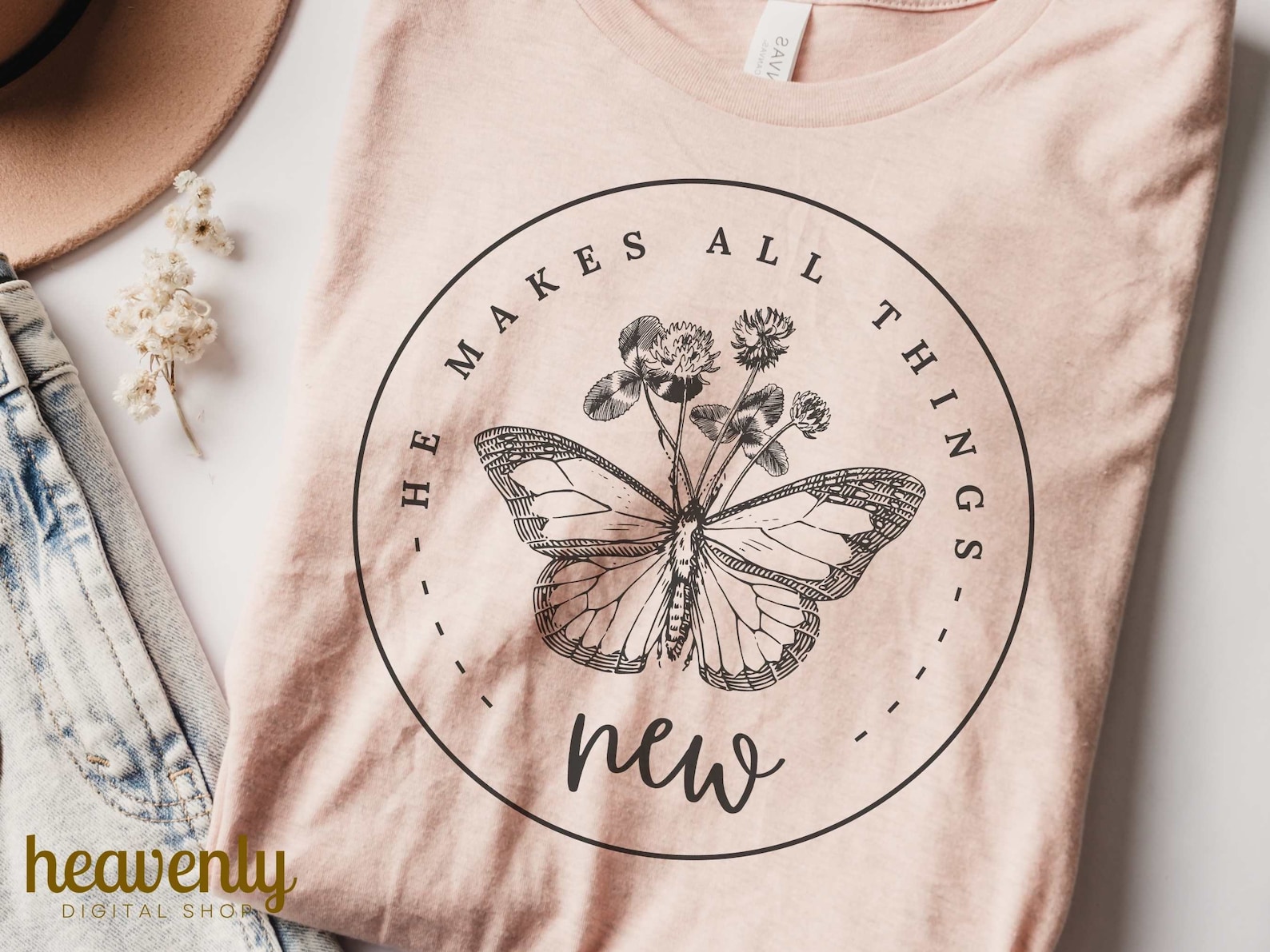 He Makes All Things New PNG Christian Faith Sublimation Design Butterfly Wildflower Bible Verse ...