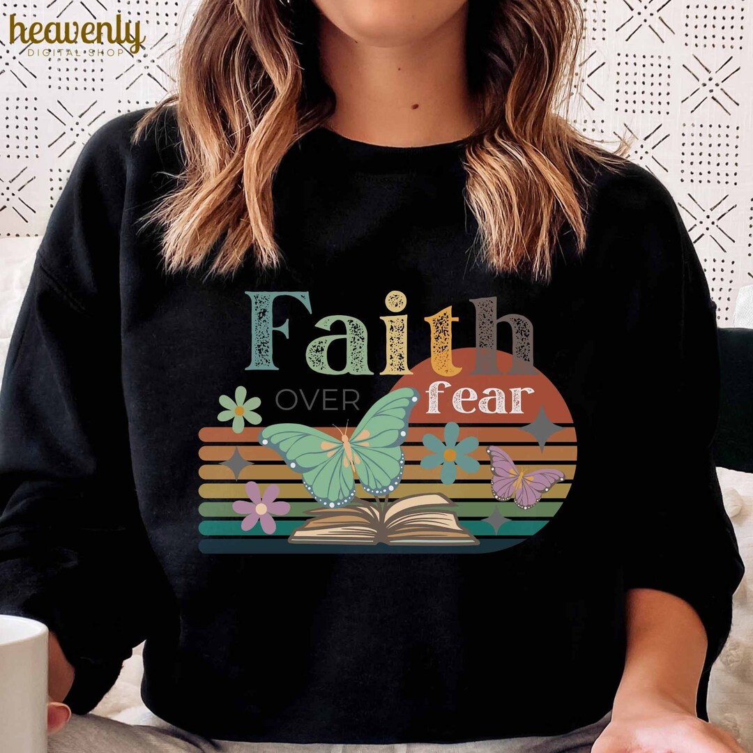 Christian Y2K Png Faith Over Fear PNG Sublimation Design Retro Png ...