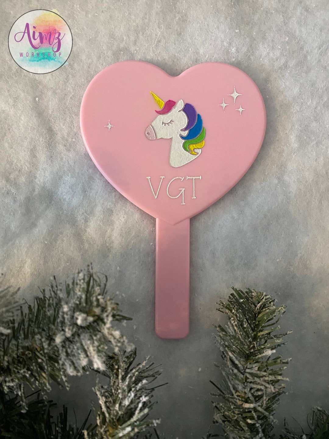 Engraved Pink Heart Mirror - Etsy