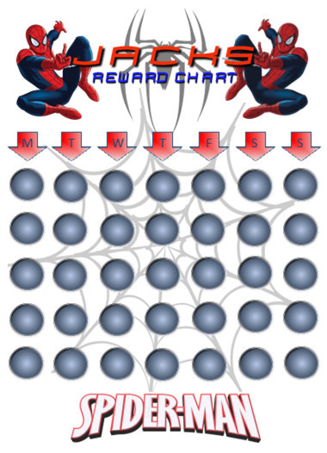 Póster personalizado de Spiderman Reward Star Chart y Sticker - Etsy España