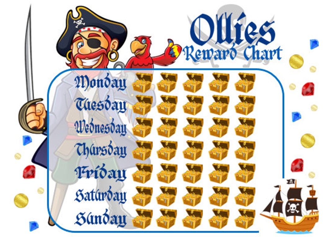 Personalised Pirate Theme Reward Chart Poster & Sticker Stars - Etsy