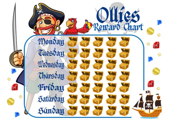 Personalised Pirate Theme Reward Chart Poster & Sticker Stars - Etsy