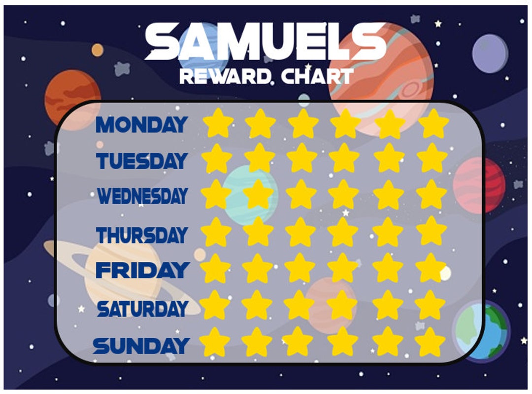 Personalised Space Theme Reward Chart Poster & Sticker Stars - Etsy