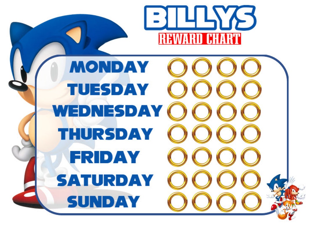 Personalised Sonic Reward Chart Poster & Sticker Stars - Etsy UK